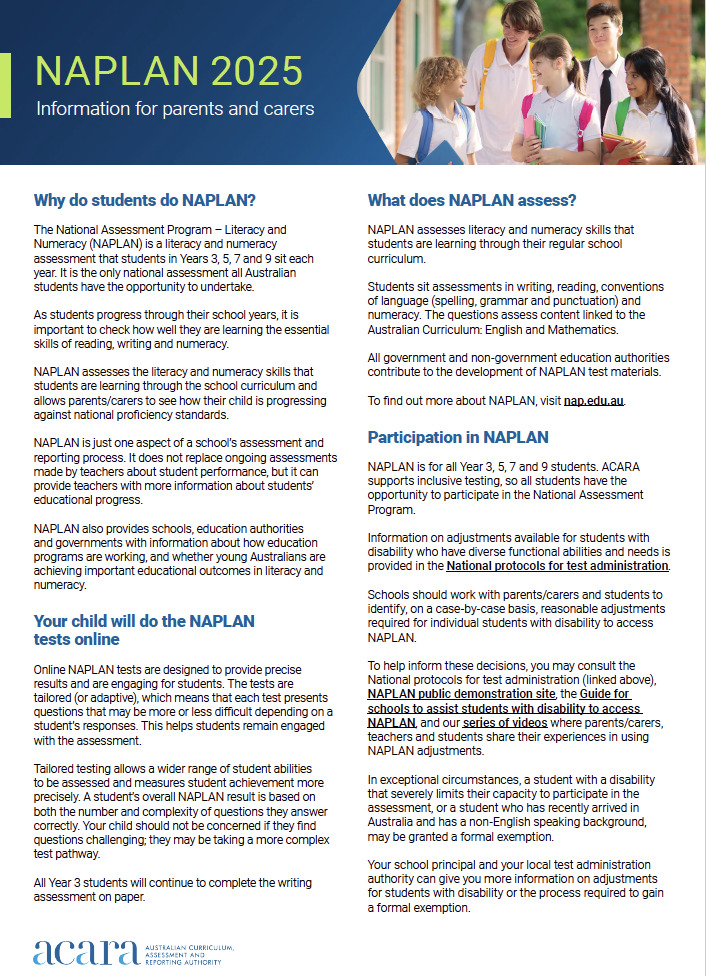 NAPLAN 2025 - St Lawrence of Brindisi Catholic Primary School